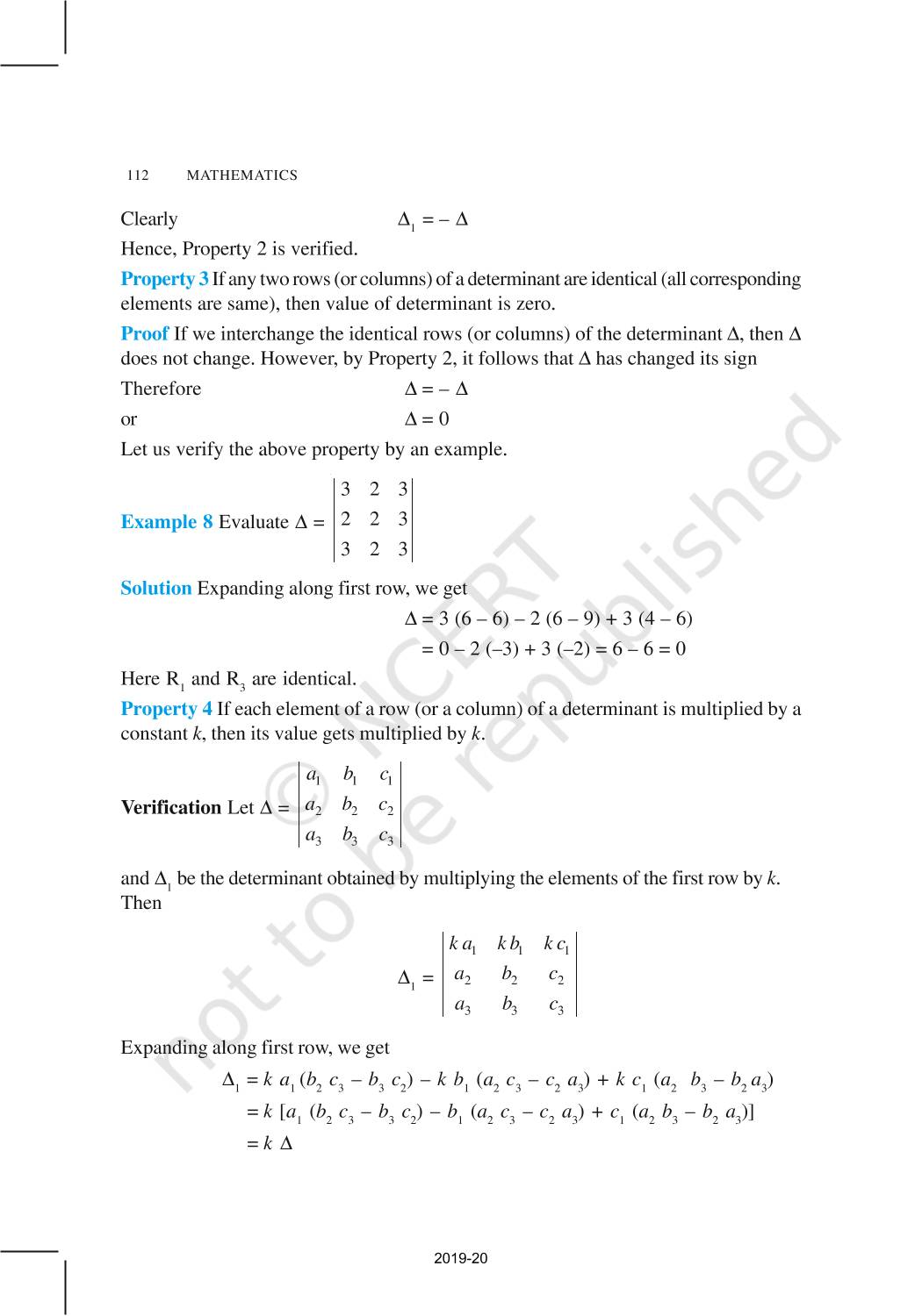 Determinants - NCERT Book of Class 12 Mathematics Part I